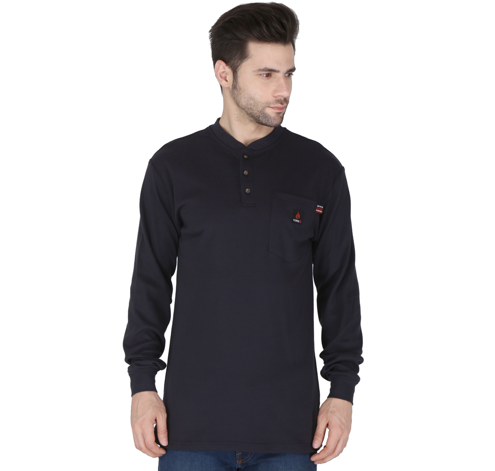 Forge FR Men's Navy Henley MFRHNLY-004-Navy – Refinery Work Wear