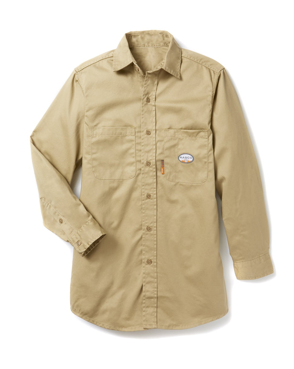 Rasco Fr Men's Khaki Uniform Shirt FR1303KH – Refinery Work Wear